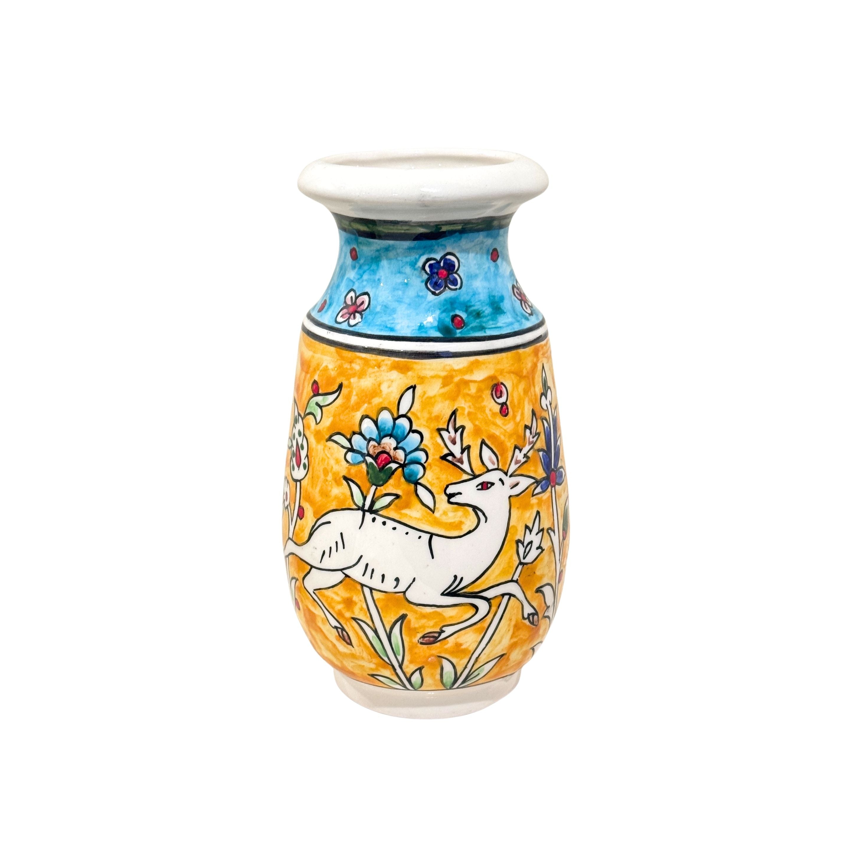 Ceramic Vase (7.5") - Yellow Gazelle – Shop Palestine